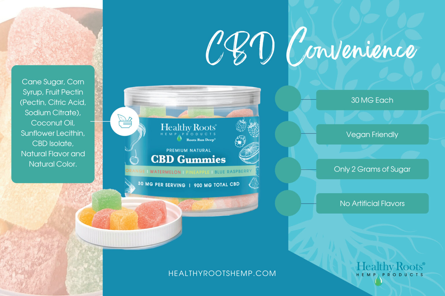Buy Premium Natural 900mg CBD Gummies| Healthy Roots Hemp